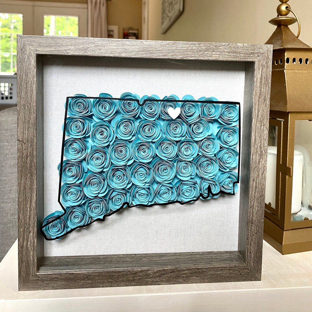 Hometown Rolled Paper Flower Sign Housewarming Gift Anniversary Gift ...