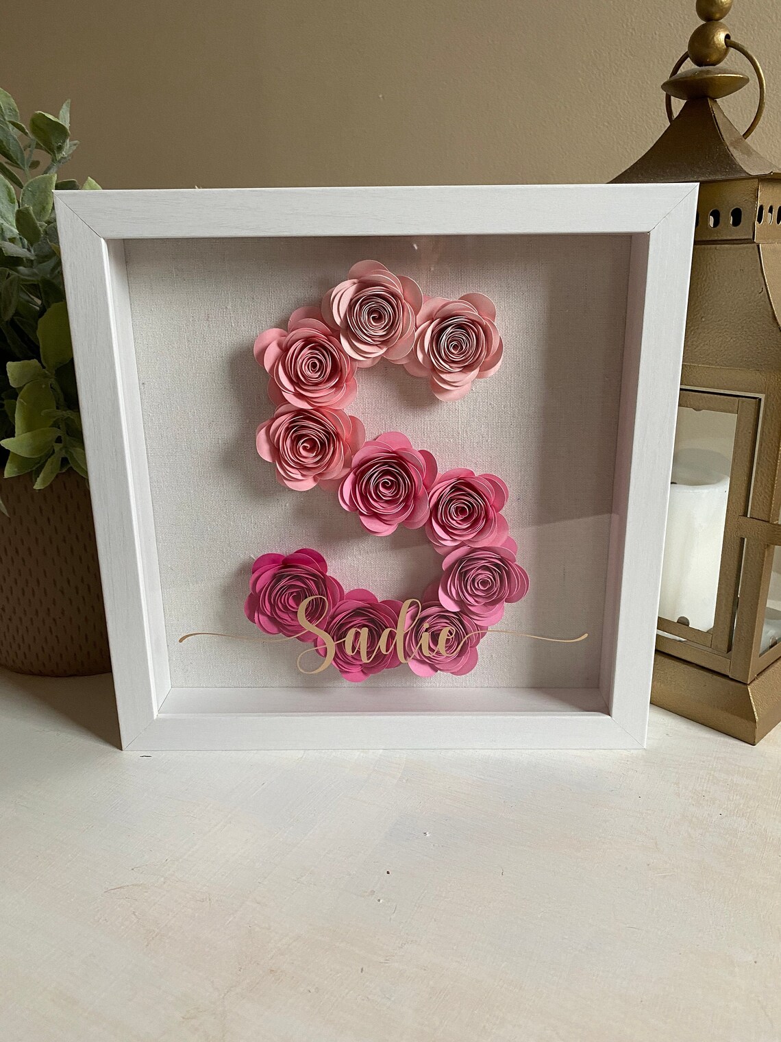 9x9 Personalized Initial Flower Box Paper Flowers Initial With Name - Etsy