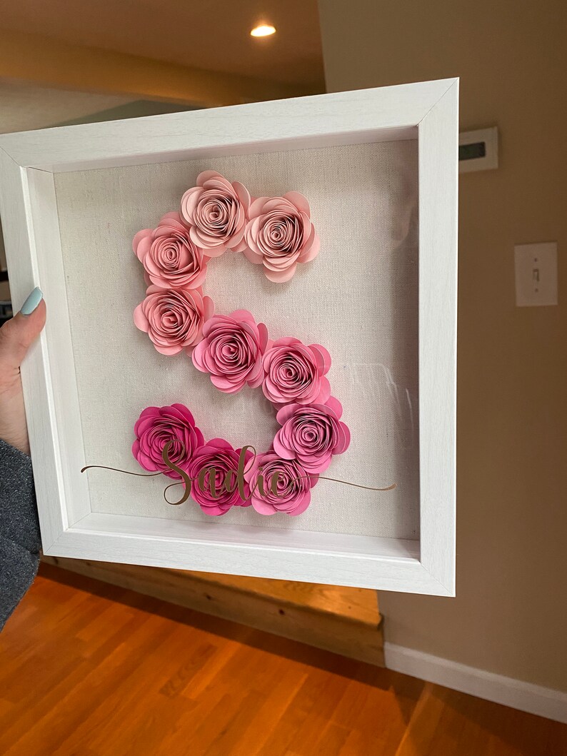 9x9 Personalized Initial Flower Box Paper Flowers Initial With Name - Etsy
