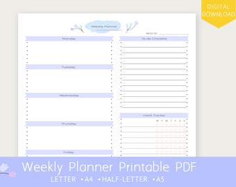 Printable PDF Daily Planner A5 Half-letter A4 Letter Size - Etsy