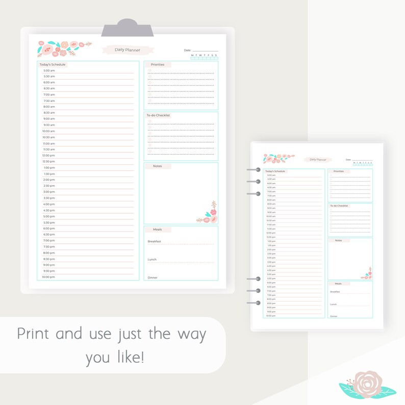 Printable PDF Daily Planner | A5, Half-letter, A4, Letter Size Daily ...