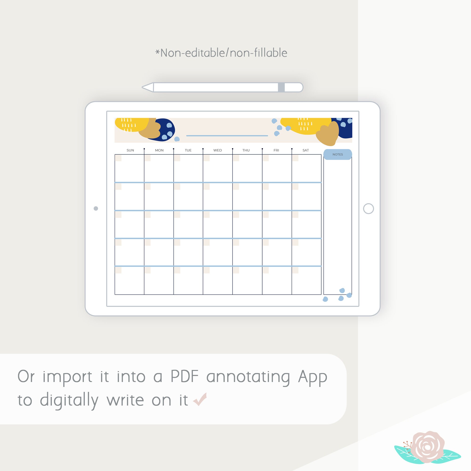 Printable PDF Undated Monthly Planner A5 Half-letter A4 - Etsy