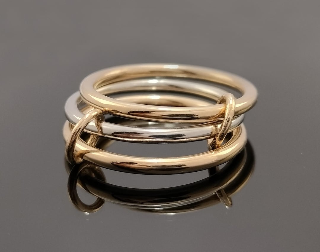 18k Solid Gold Interlocking Ring Set: Trinity Link Design - Etsy