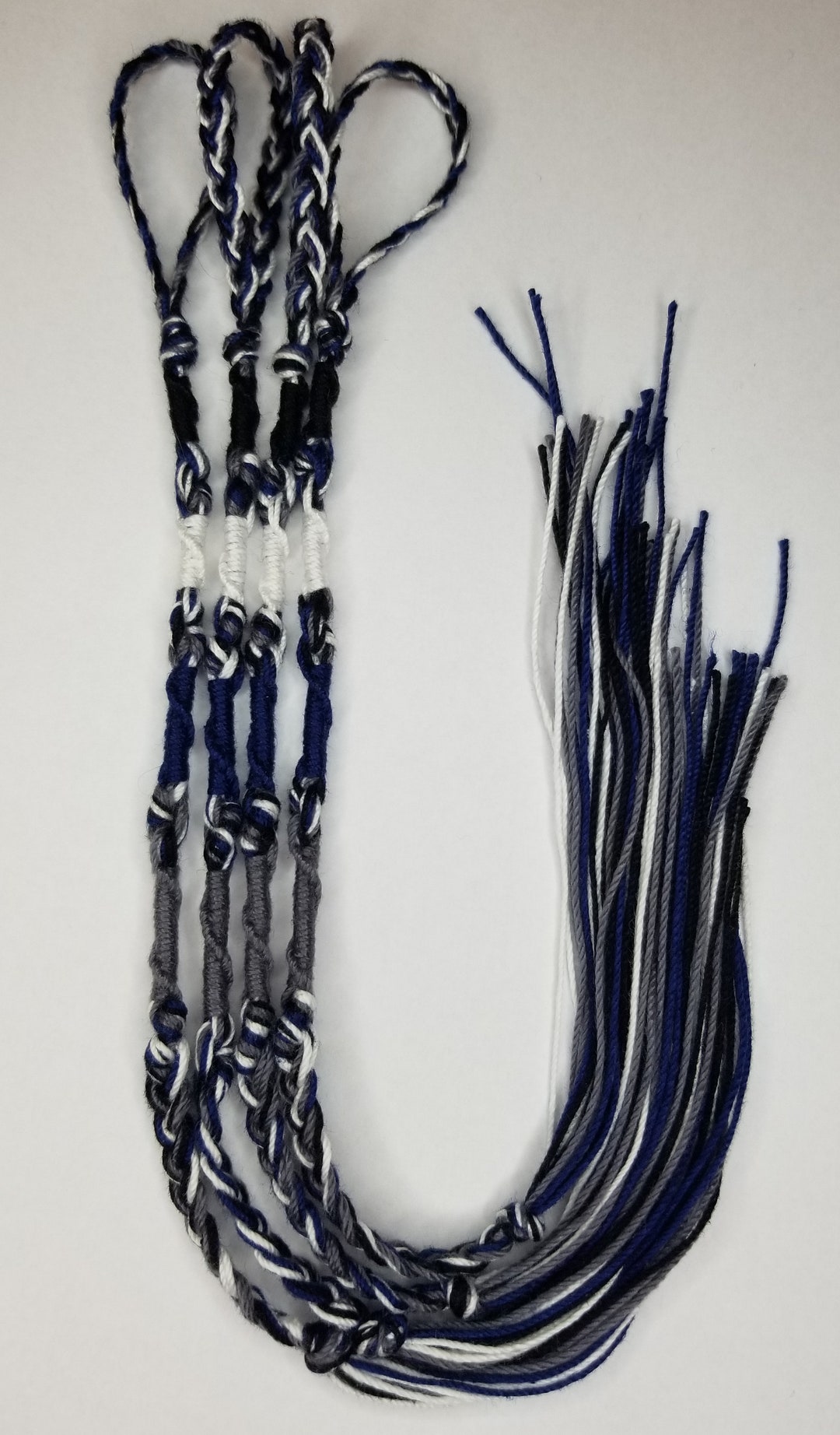 Black, White, Navy Blue, and Dark Gray Tzitzit, Tassels, Set of 4, Bar ...