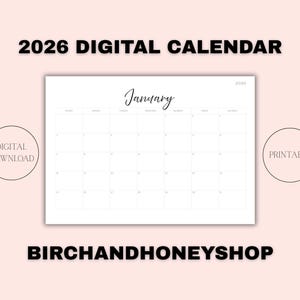 2026 Minimalist Calendar, Yearly Planner (digital Download) - Etsy