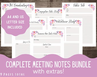 JW Meeting Printable Notes Template Bundle Bonus Stationary - Etsy