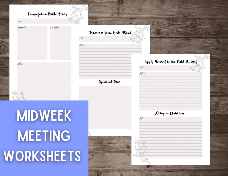 JW Meeting Printable Notes Template Bundle, Bonus Stationary for Letter ...