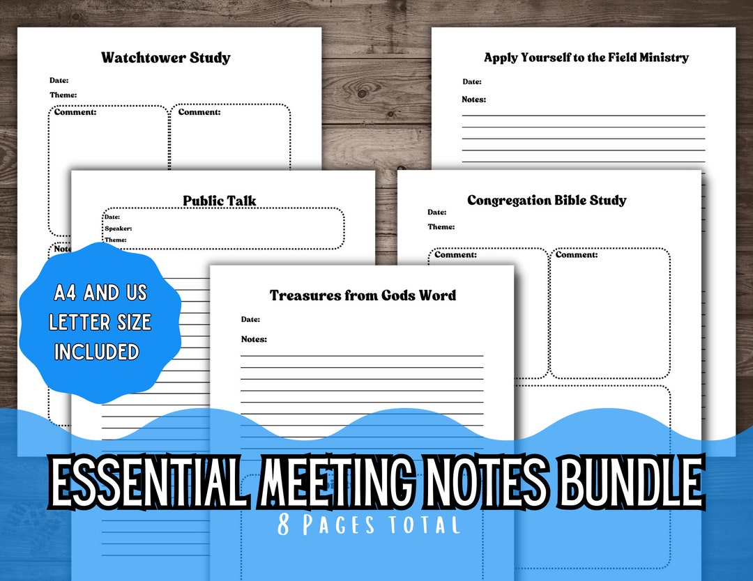 JW Meeting Workbook Printable Notes Template Bundle, Bible Study, Bonus ...