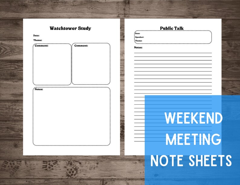 JW Meeting Workbook Printable Notes Template Bundle, Bible Study, Bonus ...