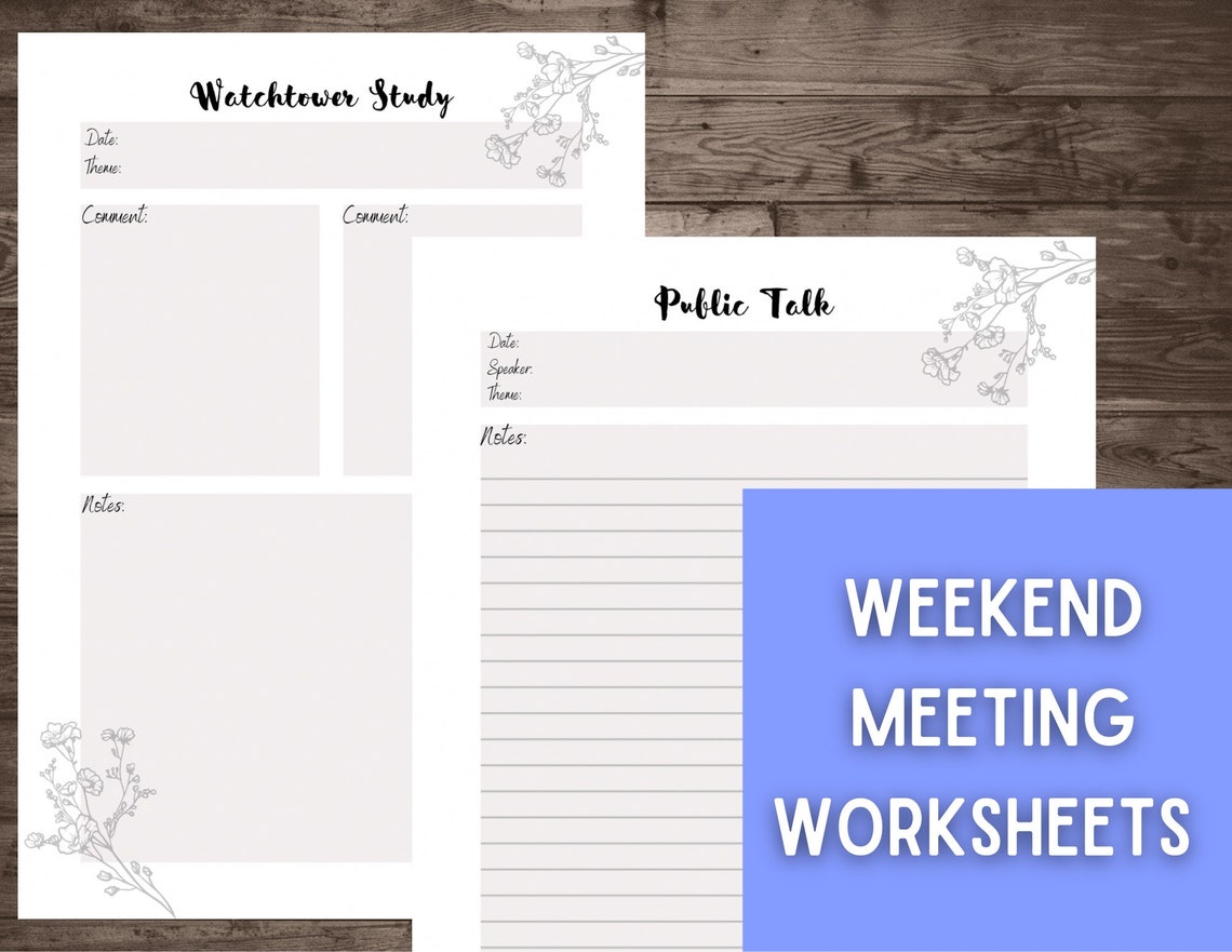 JW Meeting Printable Notes Template Bundle, Bonus Stationary for Letter ...