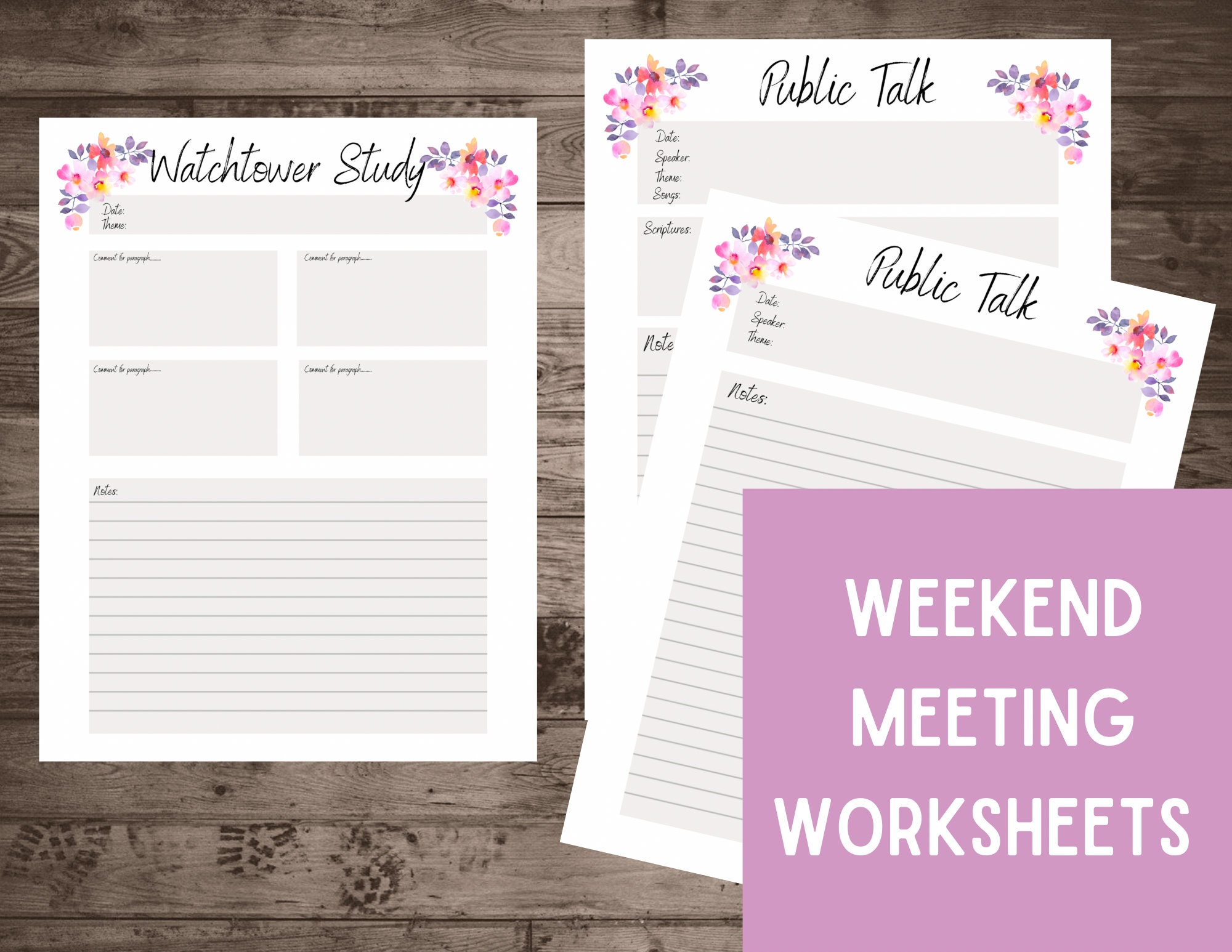 JW Meeting Workbook Printable Notes Template Bundle, Bonus Stationary ...