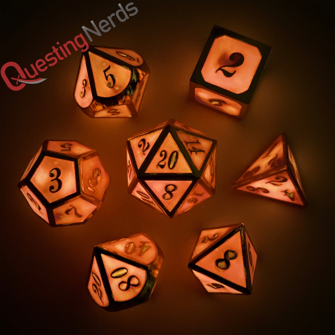 7 Piece Metal Dice Set- "eternal Ember" | Sharpedge Dnd Dice | Dungeons and Dragons Dice | Role ...