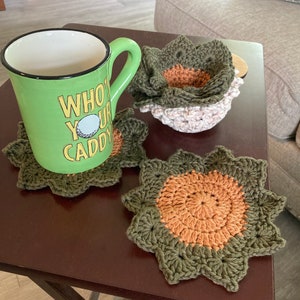 Crochet Succulent Coaster Set - Etsy