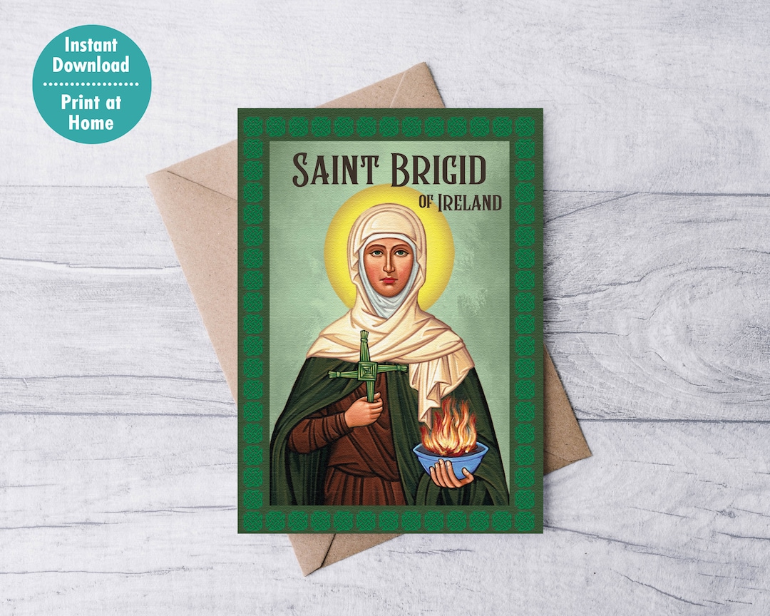 Note Card St. Brigid Card Patron Saint Card Prayer Card Painting of ...