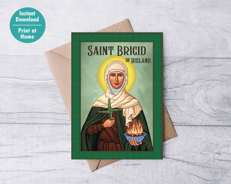 Note Card St. Brigid Card Patron Saint Card Prayer Card Painting of ...