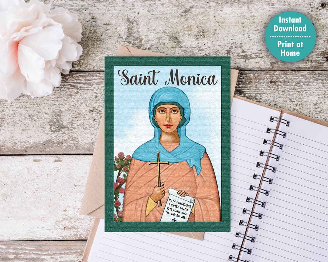 St. Monica Greeting Card, Catholic Saint Print at Home Card, Digital ...