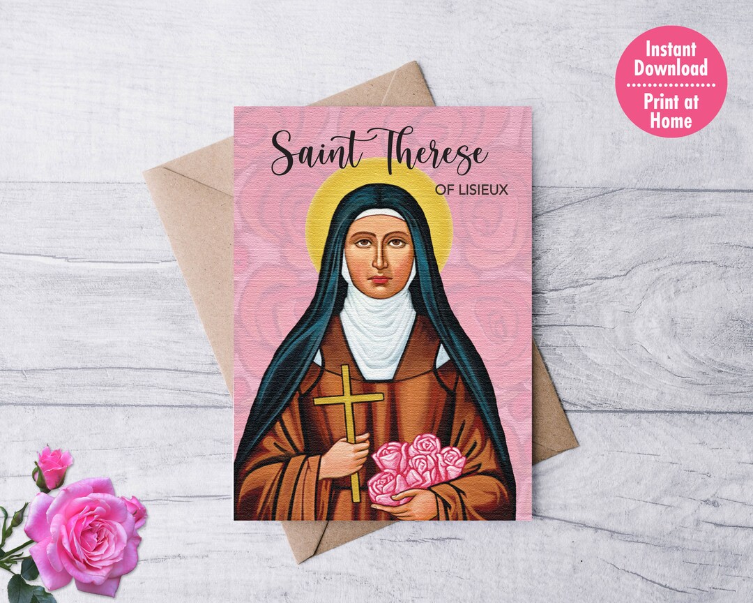 St. Therese Greeting Card, Catholic Saint Print at Home Card, Original ...