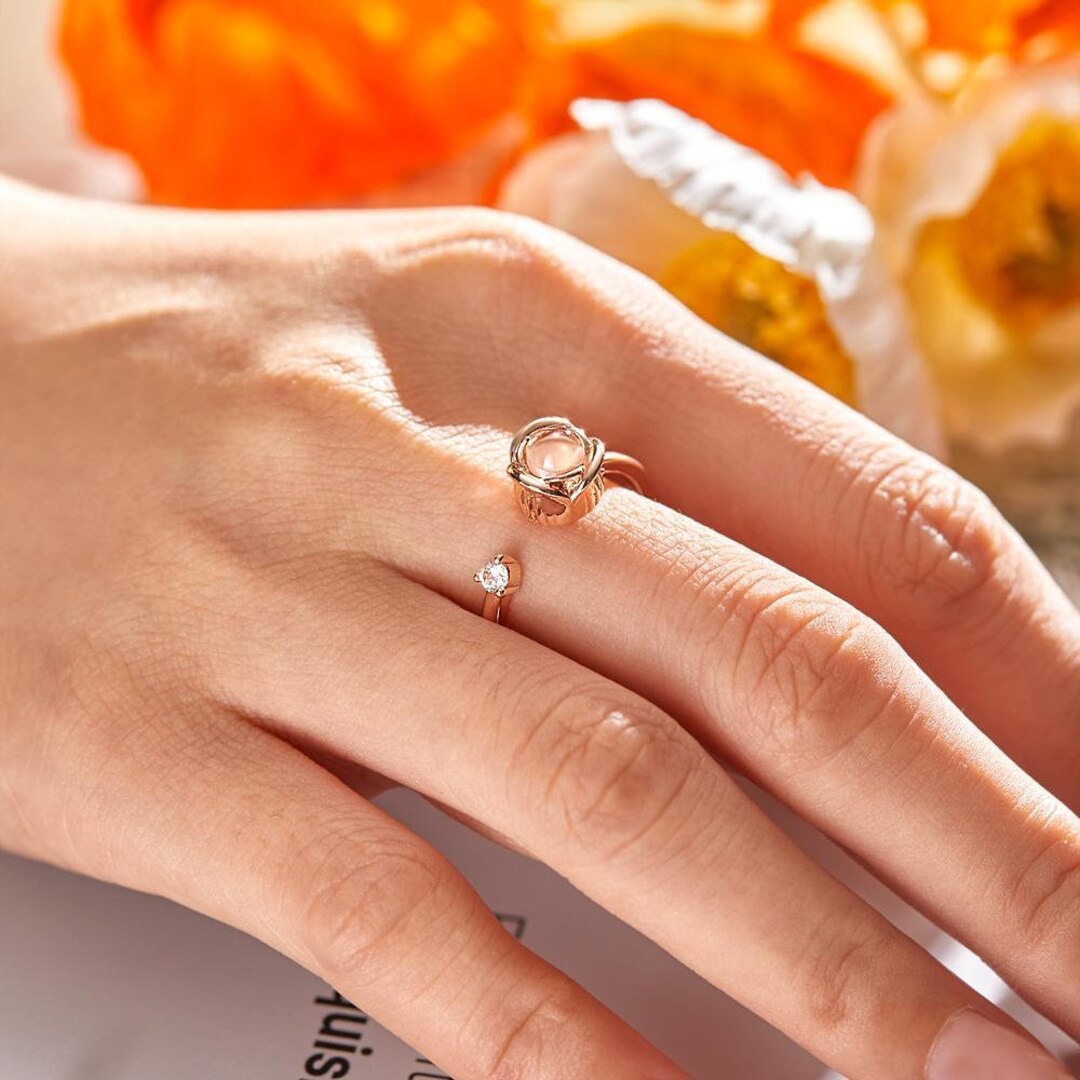 Custom Projection Ring, Personalized Photo Open Ring for Women, Ring ...