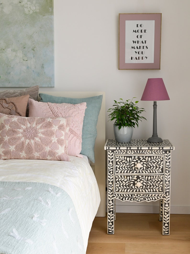 JAIPUR BONE INLAY Bedside Table Indian Intarsia Night Table - Etsy