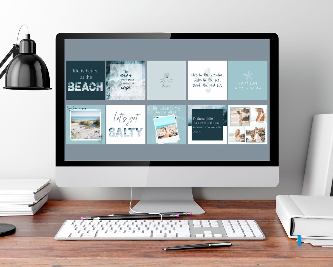 INSTAGRAM THEME: 30 Editable Ocean/beach Vibes Post & Story Template ...