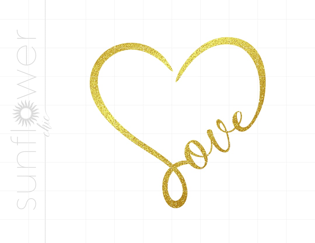 Gold Love Heart Print and Cut PNG Download | Gold Glitter Love Heart ...
