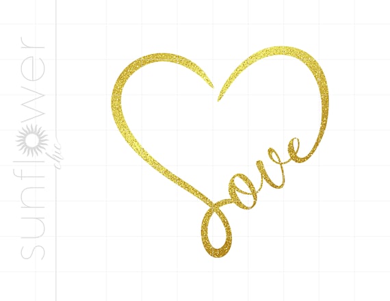 Gold Love Heart Print and Cut PNG Download Gold Glitter Love - Etsy