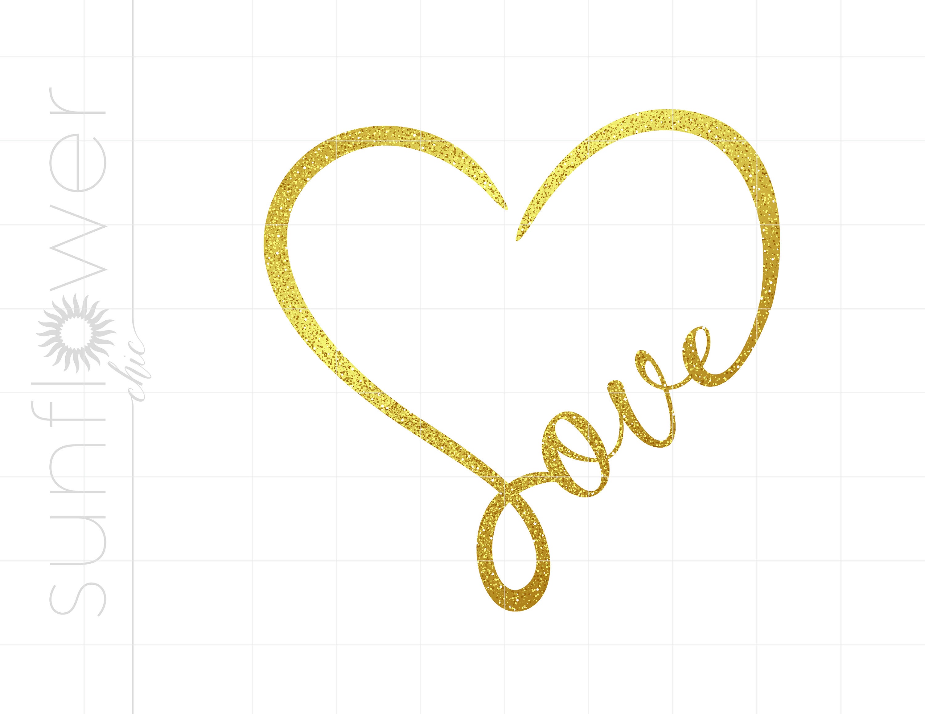 Gold Love Heart Print and Cut PNG Download | Gold Glitter Love Heart ...