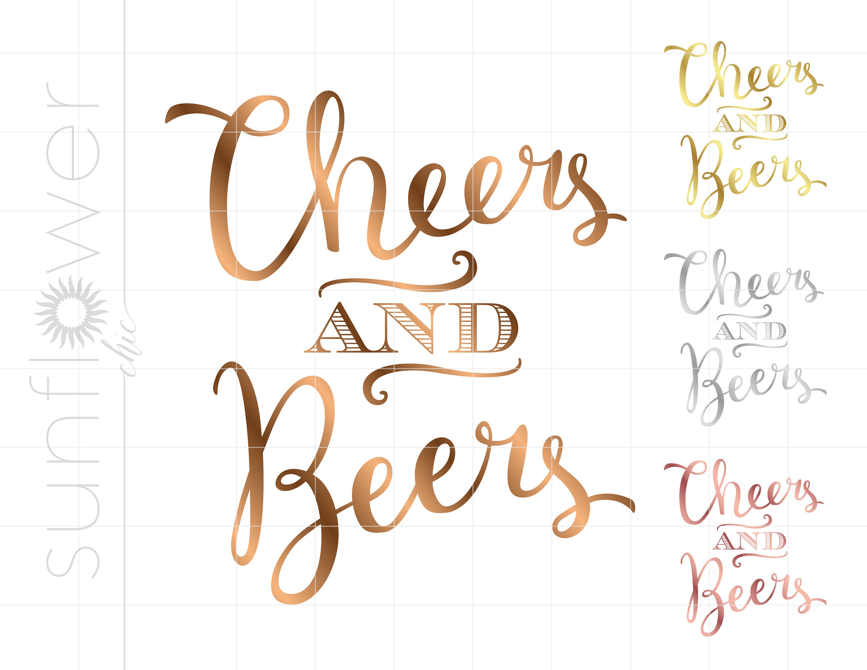 Gold Cheers and Beers Png Svg Dxf Jpg Pdf Downloads Silver Rose Gold ...