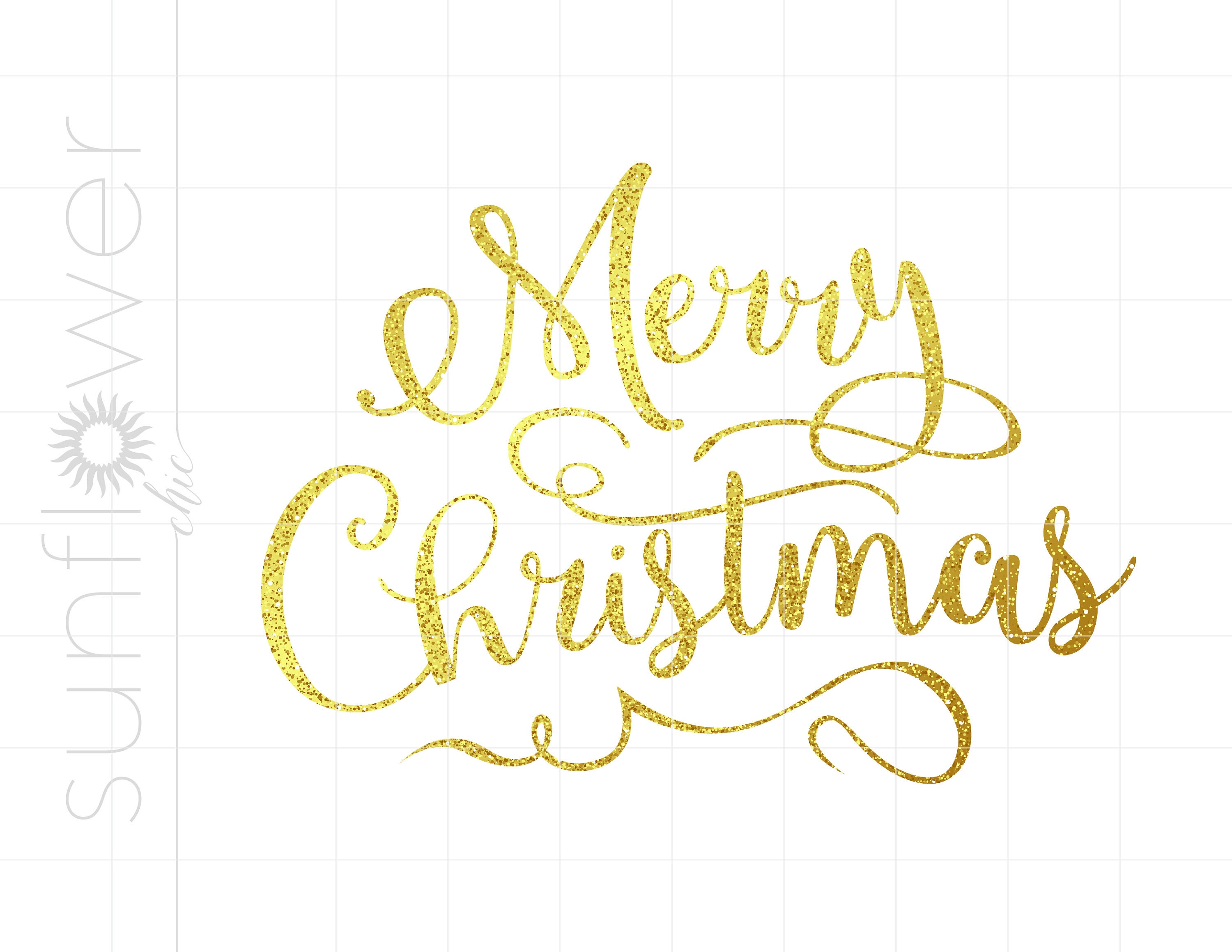 Gold Merry Christmas Script Print and Cut PNG Download Gold Glitter ...