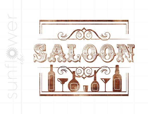 Saloon Print and Cut PNG Download Rustic Wood Saloon Sign | Etsy