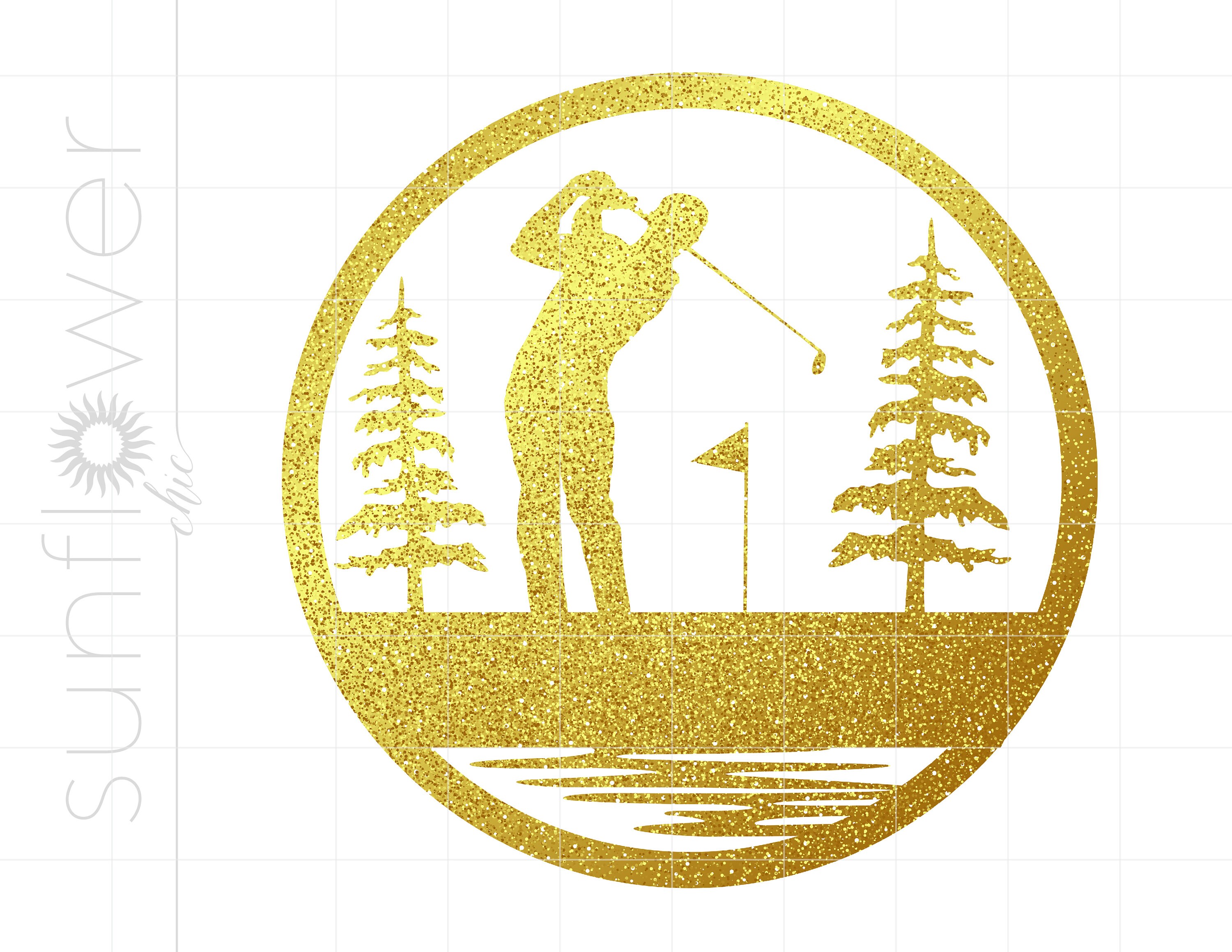 Gold Golfer Art Print and Cut PNG Download Gold Glitter Golf - Etsy