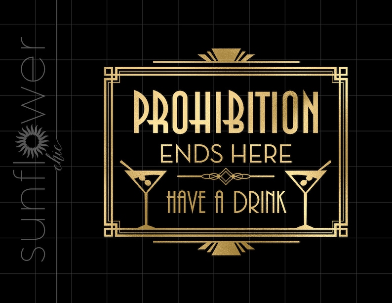 Gold Art Deco Prohibition End Here Png Downloads | Gold Foil Gatsby ...