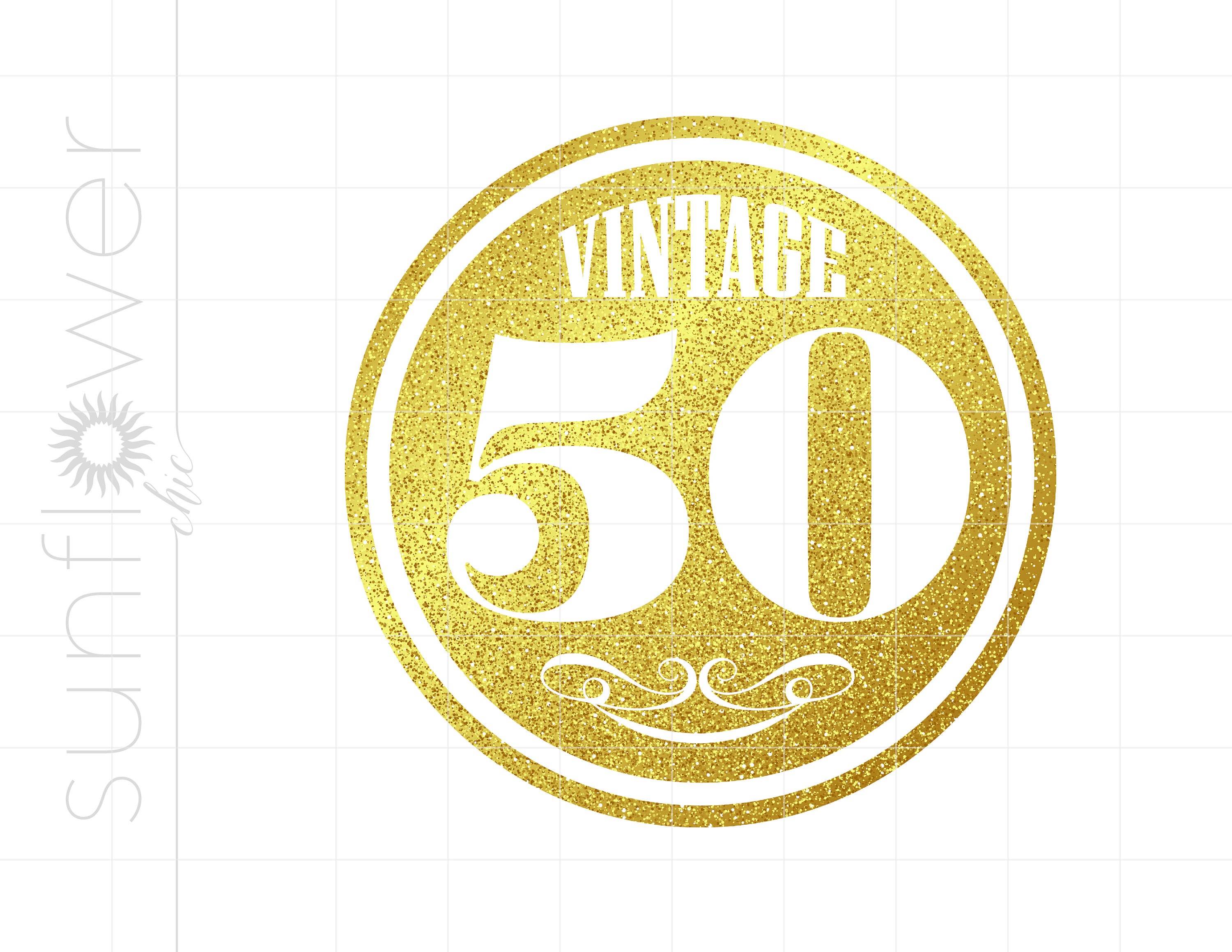 Gold Vintage 50 Print and Cut PNG Download Gold Glitter Vintage 50th ...