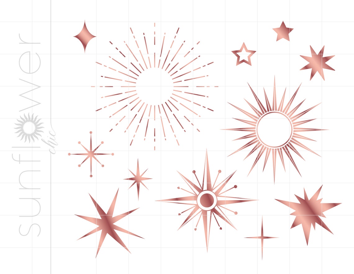 Gold Stars Starbursts Png Svg Dxf Jpg Pdf Downloads Gold - Etsy