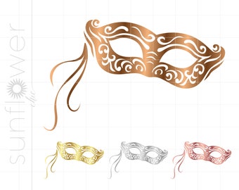Gold Mask Png Svg Dxf Jpg Pdf Downloads Gold Silver Rose | Etsy