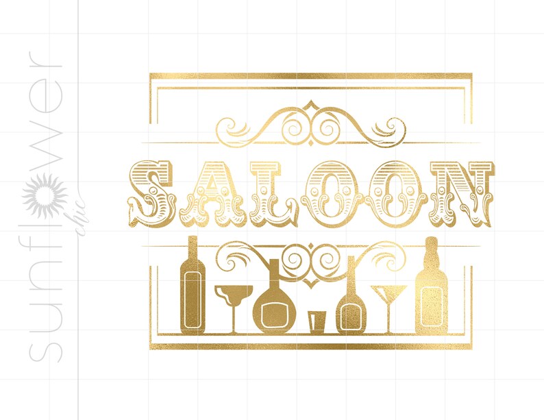 Gold Vintage Saloon Png Downloads | Gold Foil Saloon Bar Sign Cricut ...