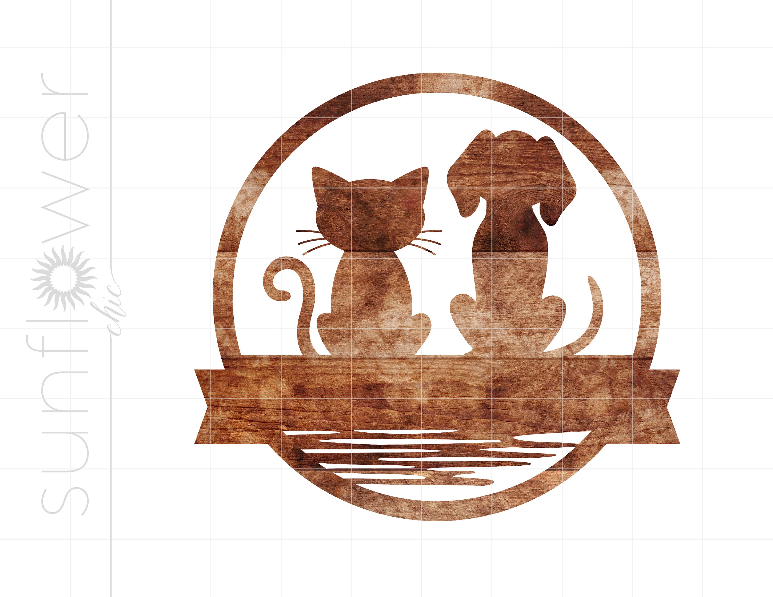 Rustic Dog and Cat Monogram Print and Cut PNG Download - Etsy