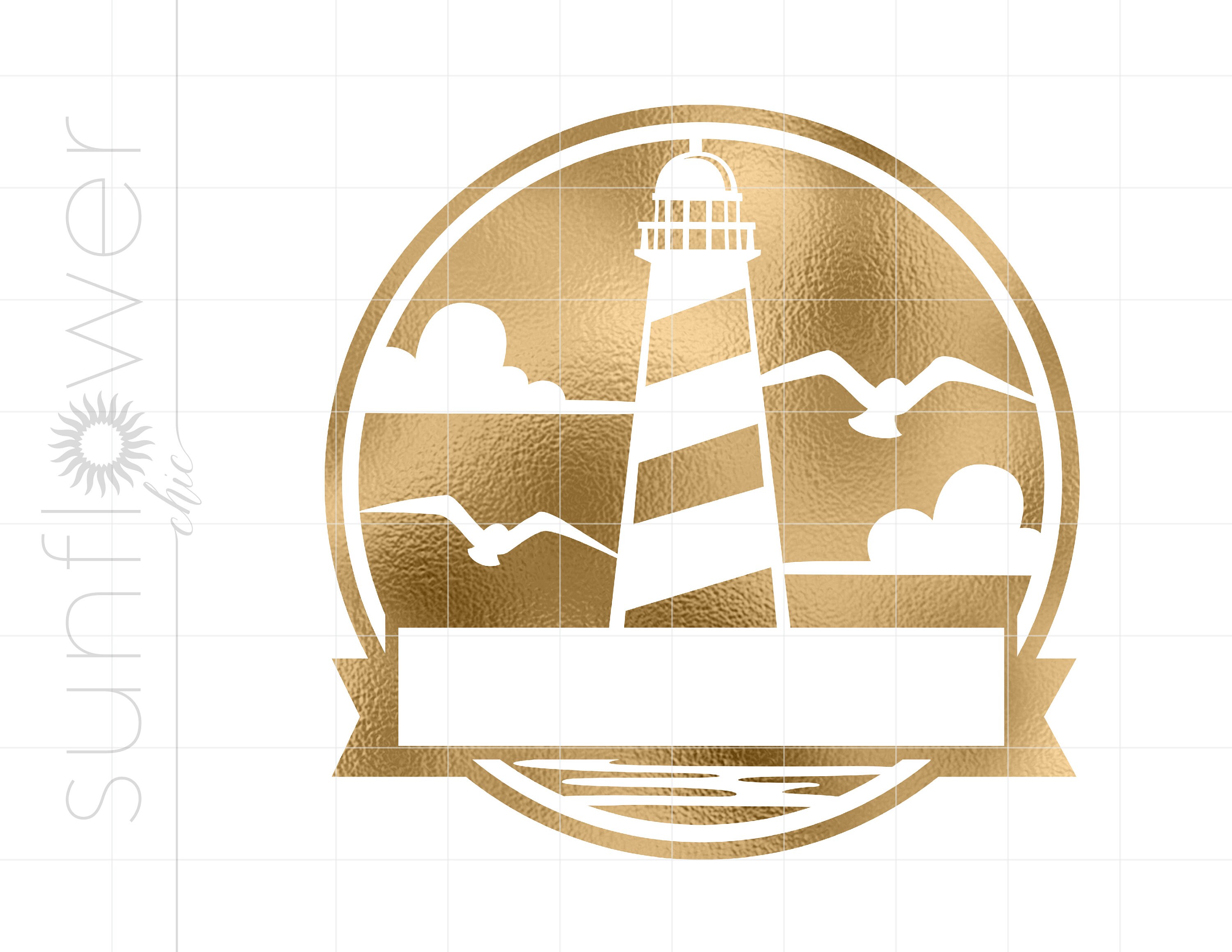 Gold Lighthouse Png Svg Downloads Gold Foil Lighthouse Monogram Frame ...