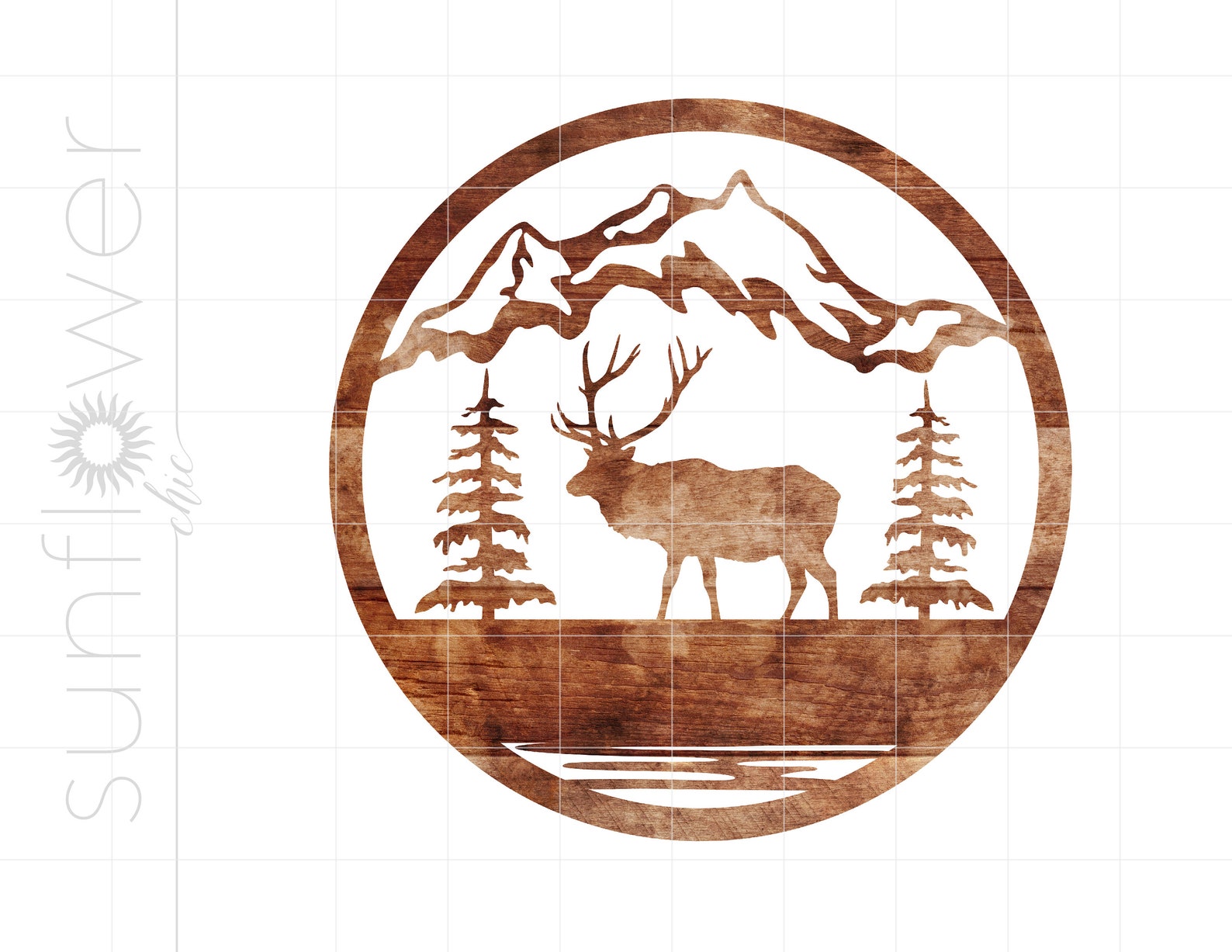 Rustic Elk Art Print and Cut PNG Download Rustic Wood Elk Monogram ...