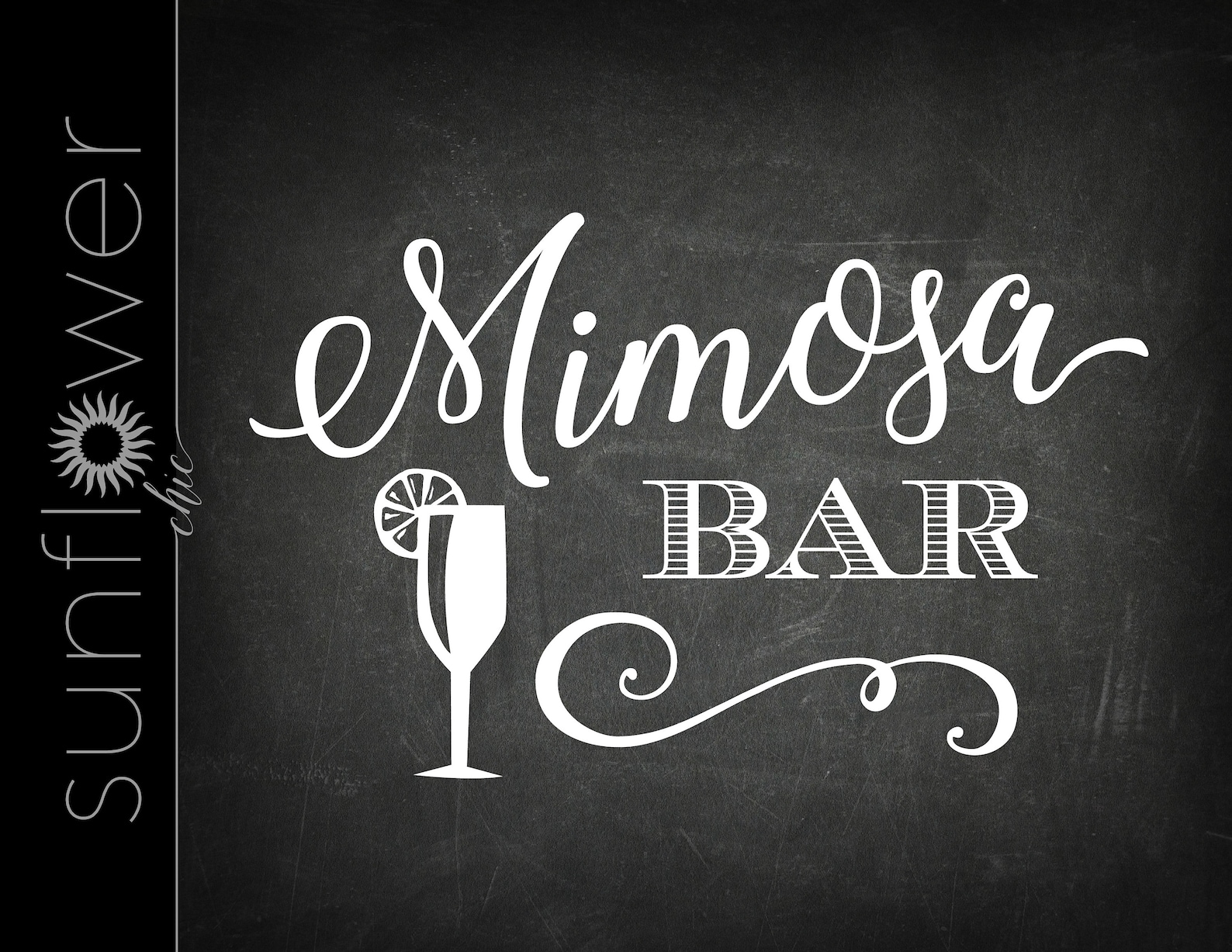 Mimosa Bar PNG Download | Chalkboard White Mimosa Bar Art Design ...