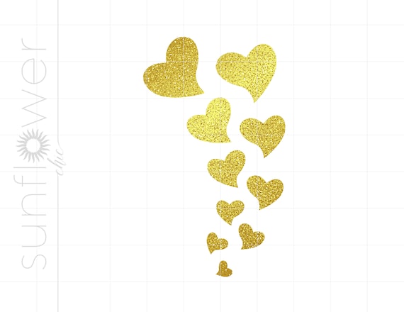 Gold Floating Hearts Print and Cut PNG Download Gold - Etsy
