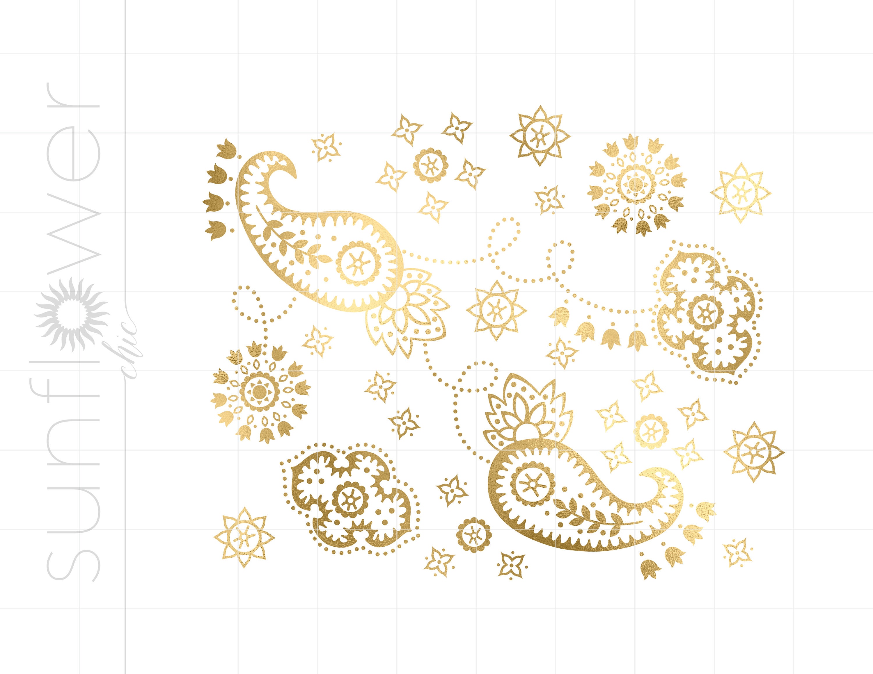 Gold Bandana Pattern Png Downloads | Gold Foil Paisley Pattern Cricut ...