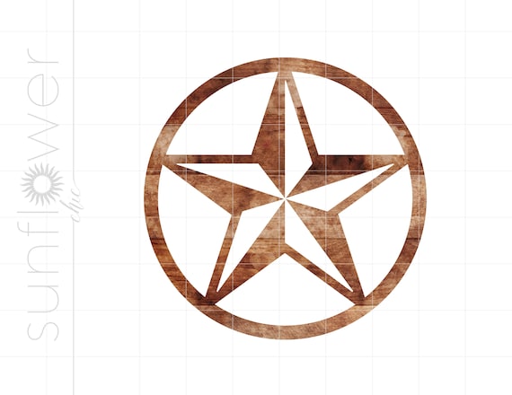 Rustic Texas Star Print and Cut PNG Download Rustic Wood | Etsy