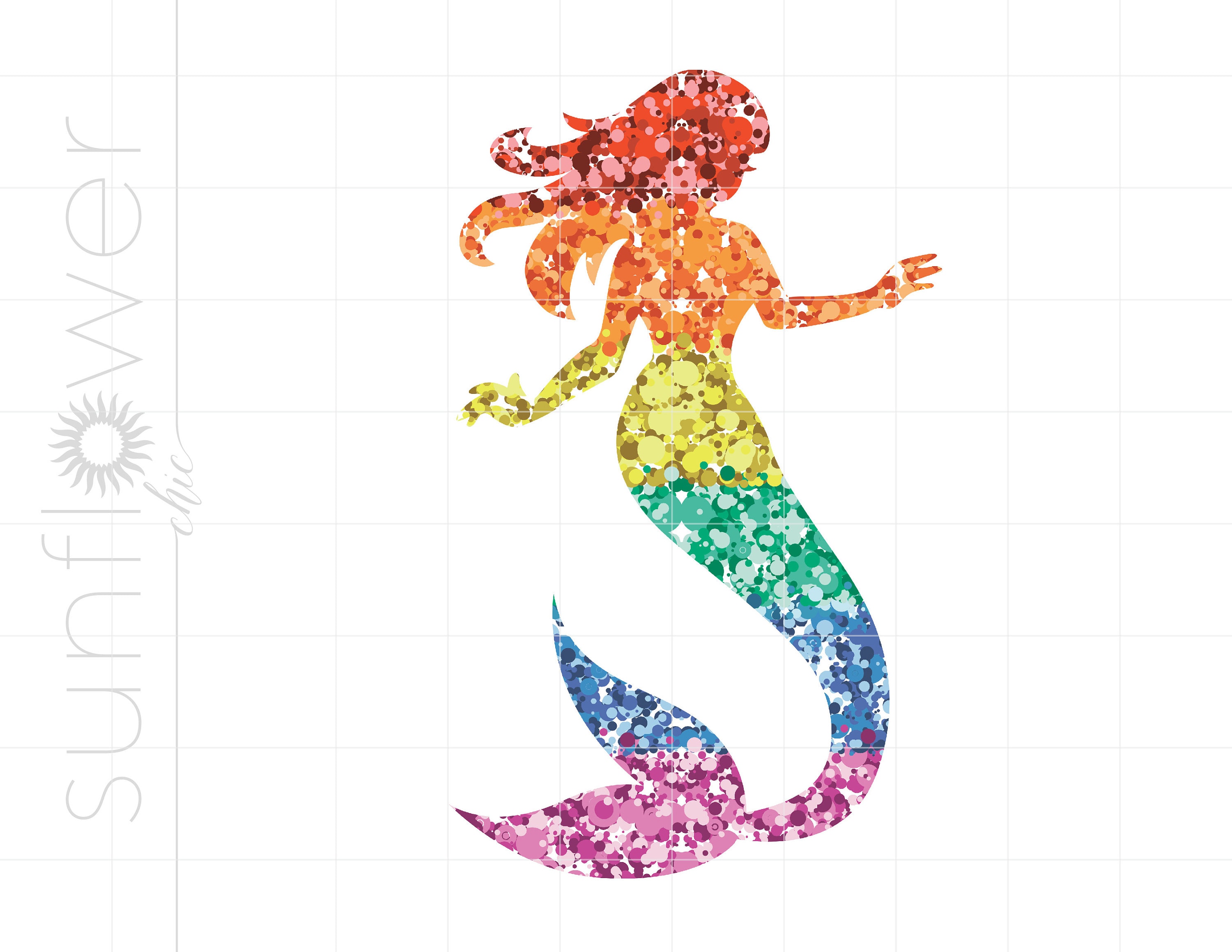 Rainbow Mermaid Print and Cut PNG Download | Rainbow Glitter Mermaid ...