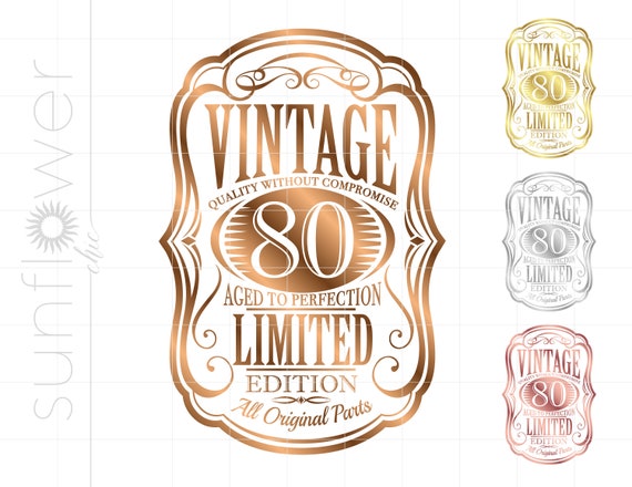 Gold Vintage 80 Png Svg Dxf Jpg Pdf Downloads Vintage 80th - Etsy