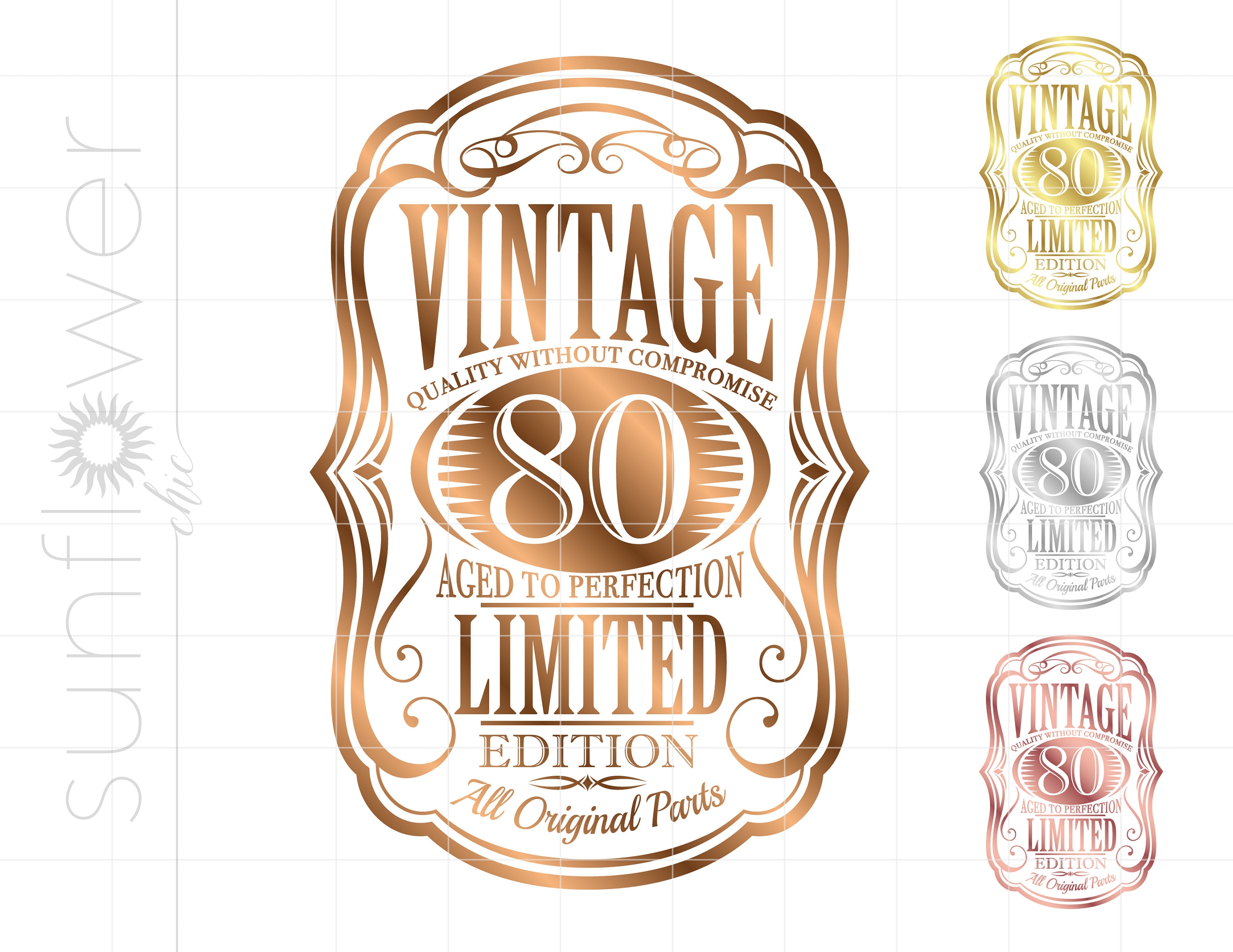 Gold Vintage 80 Png Svg Dxf Jpg Pdf Downloads | Vintage 80th Birthday ...