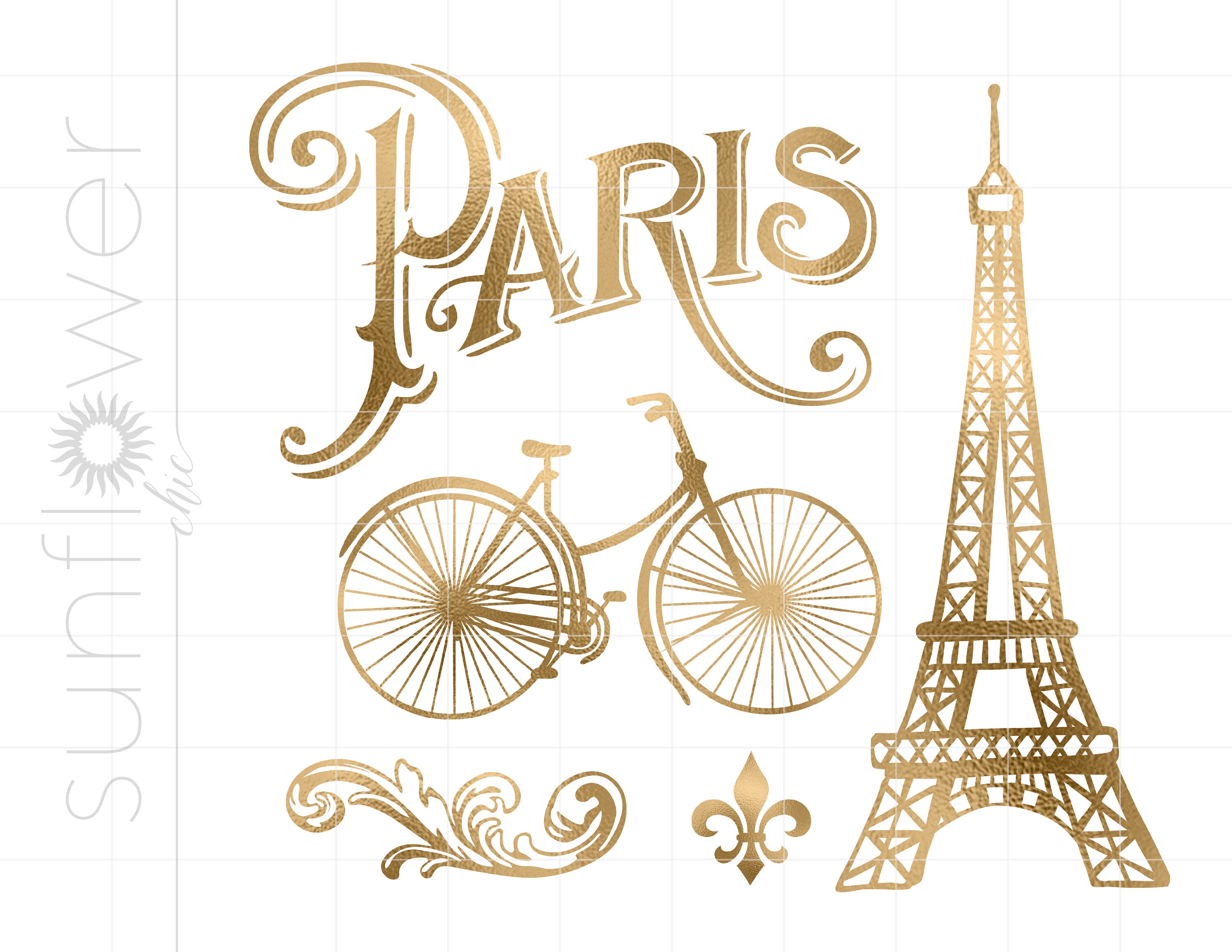 Gold Vintage Paris Png Svg Downloads | Gold Foil Paris Cricut Cut Files ...