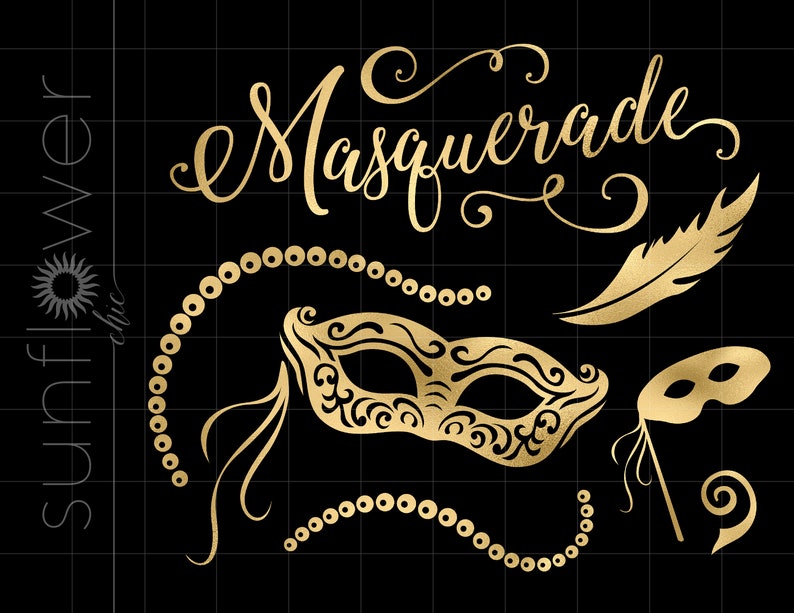 Gold Masquerade Png Clipart Downloads | Gold Foil Masquerade Cricut Cut ...