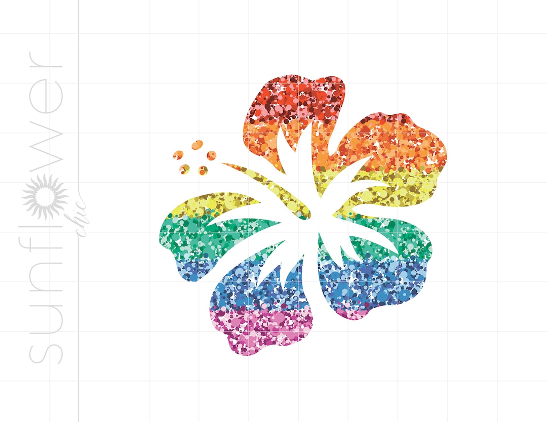 Rainbow Tropical Hibiscus Print and Cut PNG Download | Hawaiian Flower ...