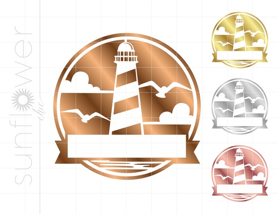 Gold Lighthouse Monogram Art Png Svg Dxf Jpg Pdf Downloads | Etsy